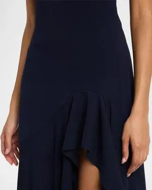 Stella McCartney Sleeveless V-neck Frill Slit Maxi Dress