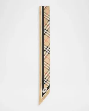 Burberry Ekd Skinny Silk Scarf - Sand