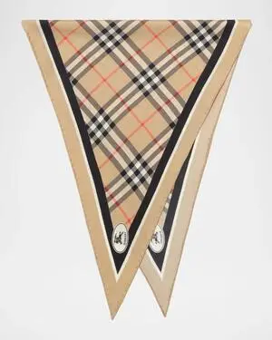 Burberry Check Knight Stamp Silk Scarf - Sand