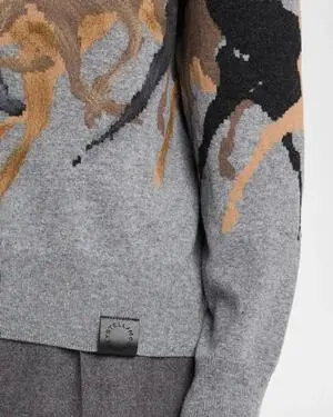 Stella McCartney Racing Horses Crewneck Sweater - Grey
