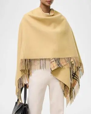 Burberry Coniston Wool Blanket Cape - Sand
