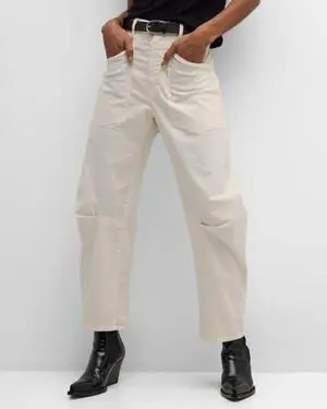 NILI LOTAN Shon Mid-rise Cropped Pants - Eggshell