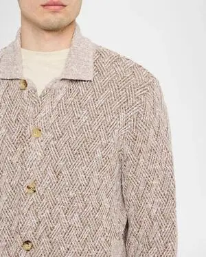 MAURIZIO BALDASSARI Apos;s Wool-blend Basketweave Stitch Cardigan - Bleached S