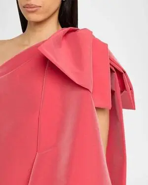 Bernadette Winnie Bow One-shoulder Taffeta Mini Dress - Red