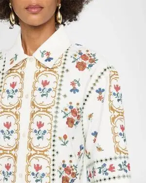 Max Mara Embroidered Eyelet Cotton Shirt