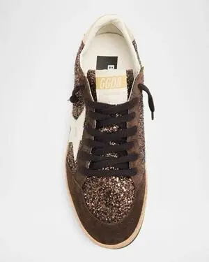 GOLDEN GOOSE Ball Star Suede Glitter Low-top Sneakers