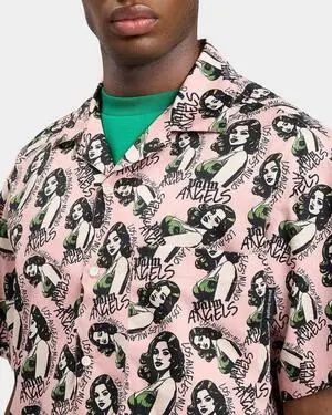 Palm Angels Apos;s Pinup Allover Logo Cotton Short-sleeve Shirt - Pink Multi