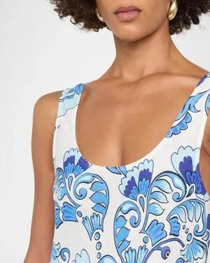 Johnny Was Floral Bias-cut Linen Tank Dress - Naidda