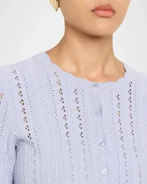 LoveShackFancy Peridot Pointelle Cardigan - Moonwash