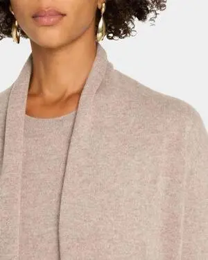 Neiman Marcus Open-front Cashmere Cardigan - Caf