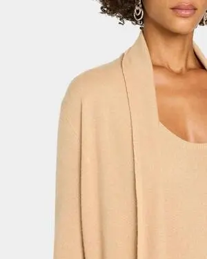 Neiman Marcus Open-front Cashmere Cardigan Camel