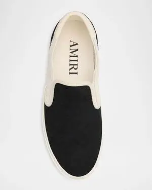 Amiri Apos;s Laguna Leather And Suede Slip-on Sneakers - Black