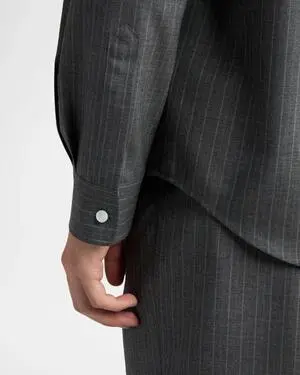 JIL SANDER Apos;s Pinstripe Wool Sport Shirt - Koala