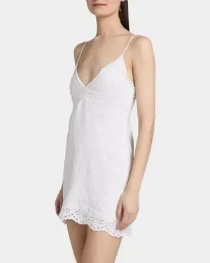 LoveShackFancy Peppy Eyelet Cotton Minidress