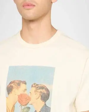 JW Anderson Apos;s Kissing Graphic Cotton T-shirt - Beige
