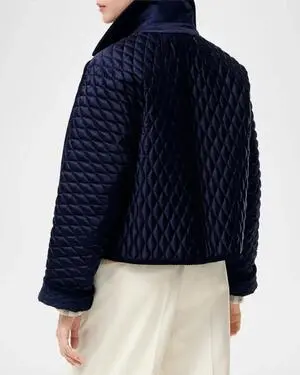 Burberry Floriston Corduroy-trim Quilted Barn Jacket - Storm