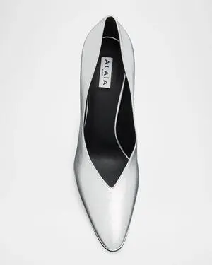 Alaïa 90mm Metallic Leather Pumps