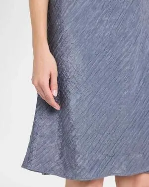 Eileen Fisher Wrap-front Crinkled Silk Jacquard Dress - Flint
