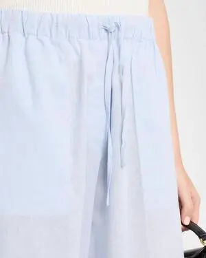 TOTEME Cotton-linen Wide-leg Drawstring Summer Trousers - Sky