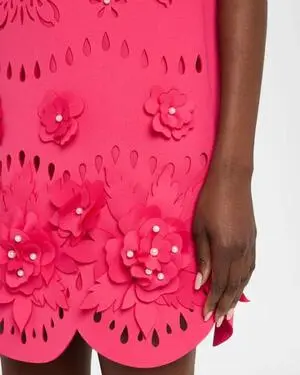 Badgley Mischka Scalloped Cutout Embellished Mini Dress