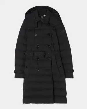Burberry Audley Mid-length Nylon Puffer Coat - Black