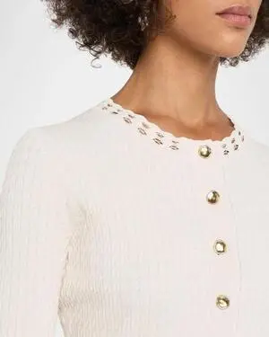 JASON WU Cable Knit Peplum Top - Plaster