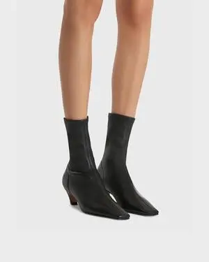 Khaite Arizona Leather Ankle Boots - Black