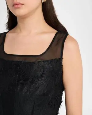 JASON WU Sleeveless Textured Fray Jacquard Mini Dress