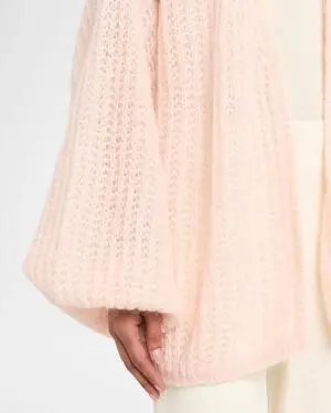 TOTEME Balloon-sleeve Mohair Open Knit Puffed Cardigan - Bloom
