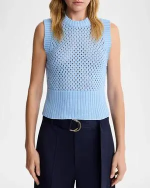 Smythe Mesh Knit Sweater Vest - Cornflower