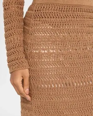 Fabiana Filippi Straight Open-stitch Sequin Knit Midi Skirt