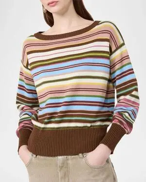 Max Mara Striped Crewneck Cotton Sweater