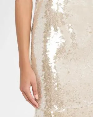 LAQUAN SMITH Strapless Lace-up Sequined Trumpet Gown - Silver