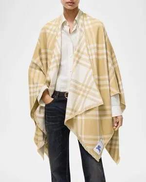 Burberry Check Wool Silk Cashmere Cape