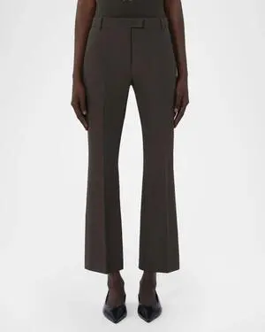 Max Mara Fatina Cotton Kickflare-leg Ankle Pants - Medium Gre