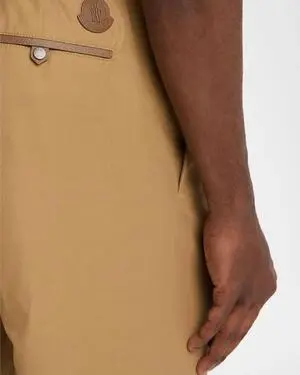 Moncler Apos;s Cotton Leather-trim Straight Leg Trousers - Amphora