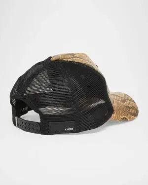 Amiri Apos;s Snake-print Leather Baseball Cap - Brown
