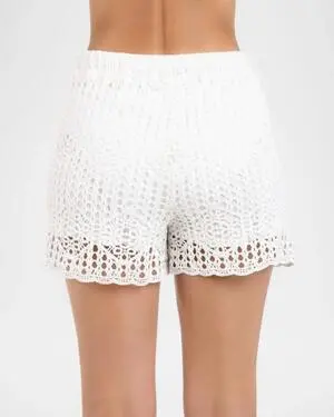 La Blanca Waverly Crochet Beach Shorts - Ivory