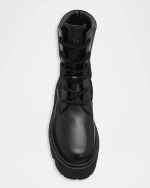 Moncler Aurea Quilted-inset Leather Ankle Boots - Black