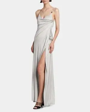 Versace Draped Satin Viscose Gown