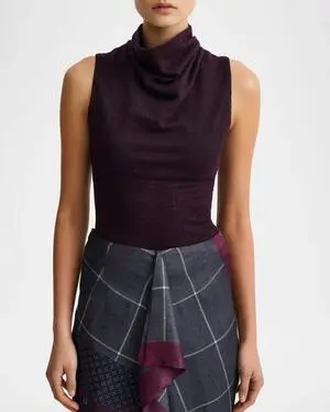 Smythe Cowl-neck Knit Shell - Currant
