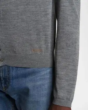 Versace Apos;s Virgin Wool Button-front Knit Sweater - Medium Gre