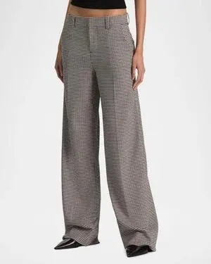 Alice + Olivia Alden Mid-rise Houndstooth Trousers