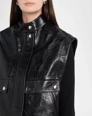 Michael Kors Leather Oversized Vest