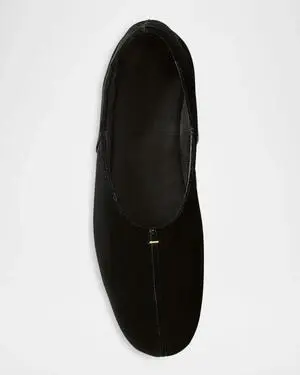 Khaite Jane Pebbled Suede Flats