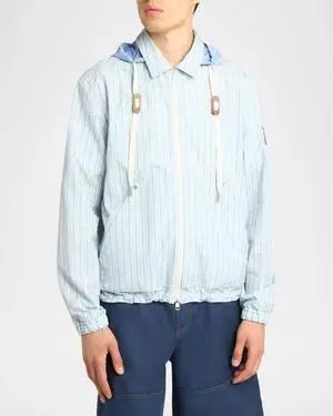 Moncler Apos;s Havas Stripe Full-zip Hooded Shirt Jacket - Multi