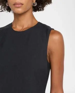 Vince Sleeveless Bias-cut Linen-blend Dress - Ink