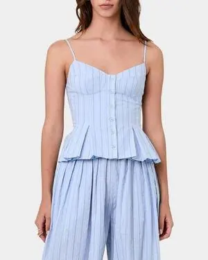 NICHOLAS Staci Striped Seersucker Peplum Top