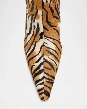Schutz Mary Ellen 85mm Tiger-print Goat Hair Boots