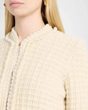Isabel Marant Étoile Hortense Windowpane Knit Collarless Jacket - Ecru